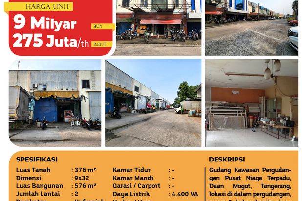 Jual Gudang Dengan Internet di Batu Ceper, Tangerang | 99.co