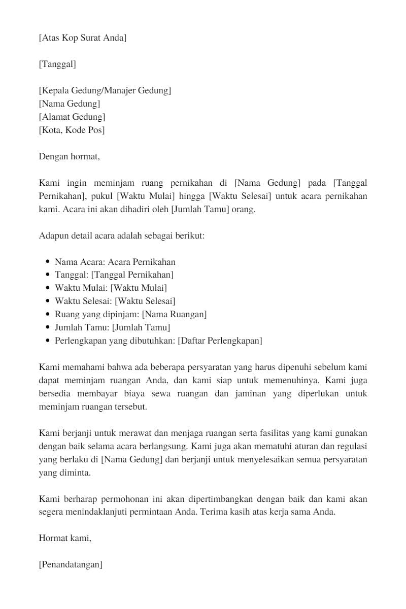 Ini Contoh Surat Peminjaman Gedung, Resmi dan Sopan!
