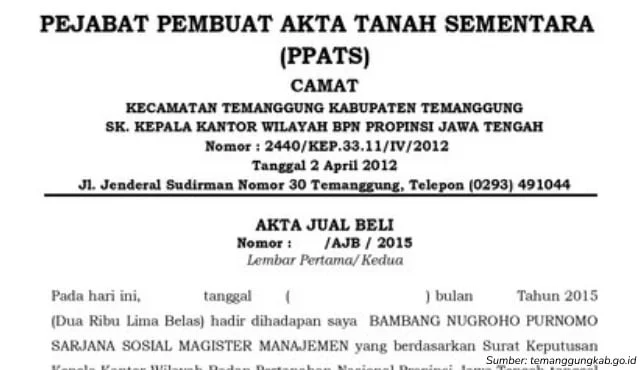 Contoh Akta Jual Beli Tanah PPAT Camat dan Cara Membuatnya