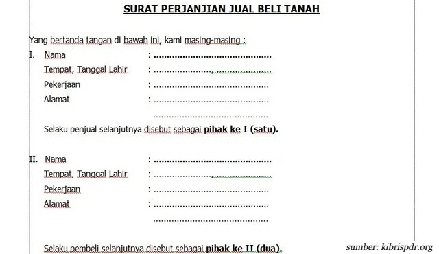 7 Contoh Surat Perjanjian Jual Beli Tanah Girik (PDF dan Word)