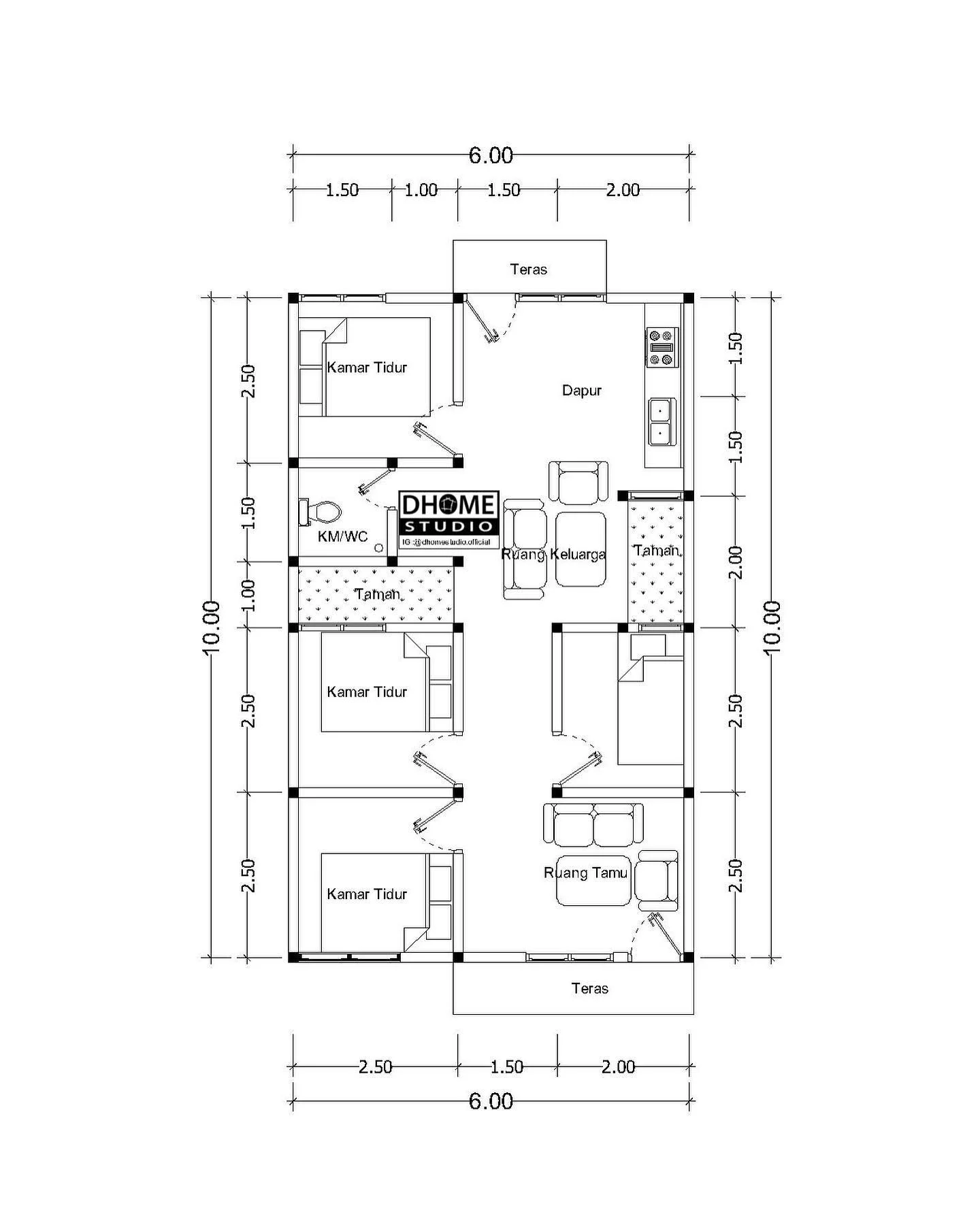 13 Gambar Sketsa Rumah Sederhana, Denah Fungsional