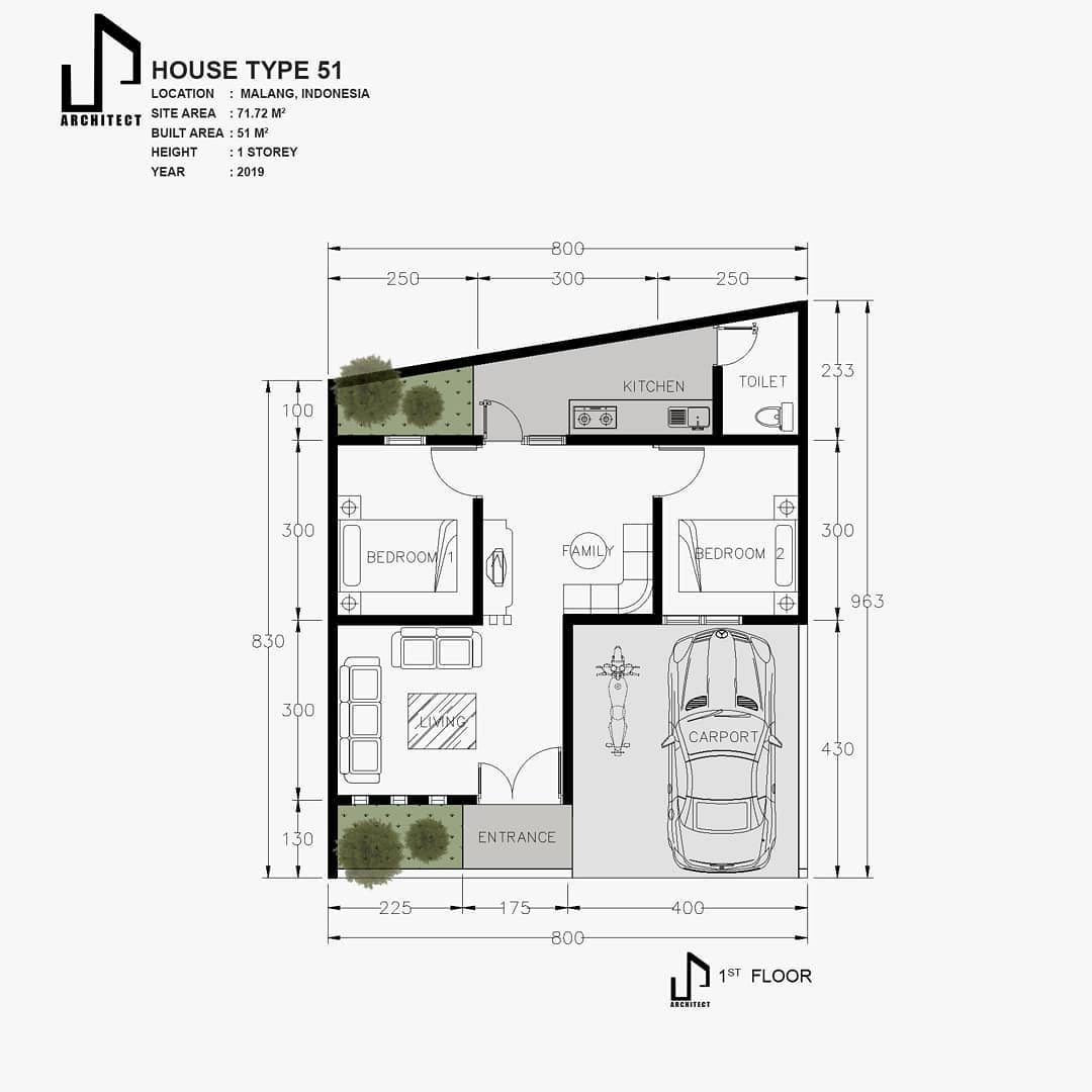 13 Gambar Sketsa Rumah Sederhana, Denah Fungsional