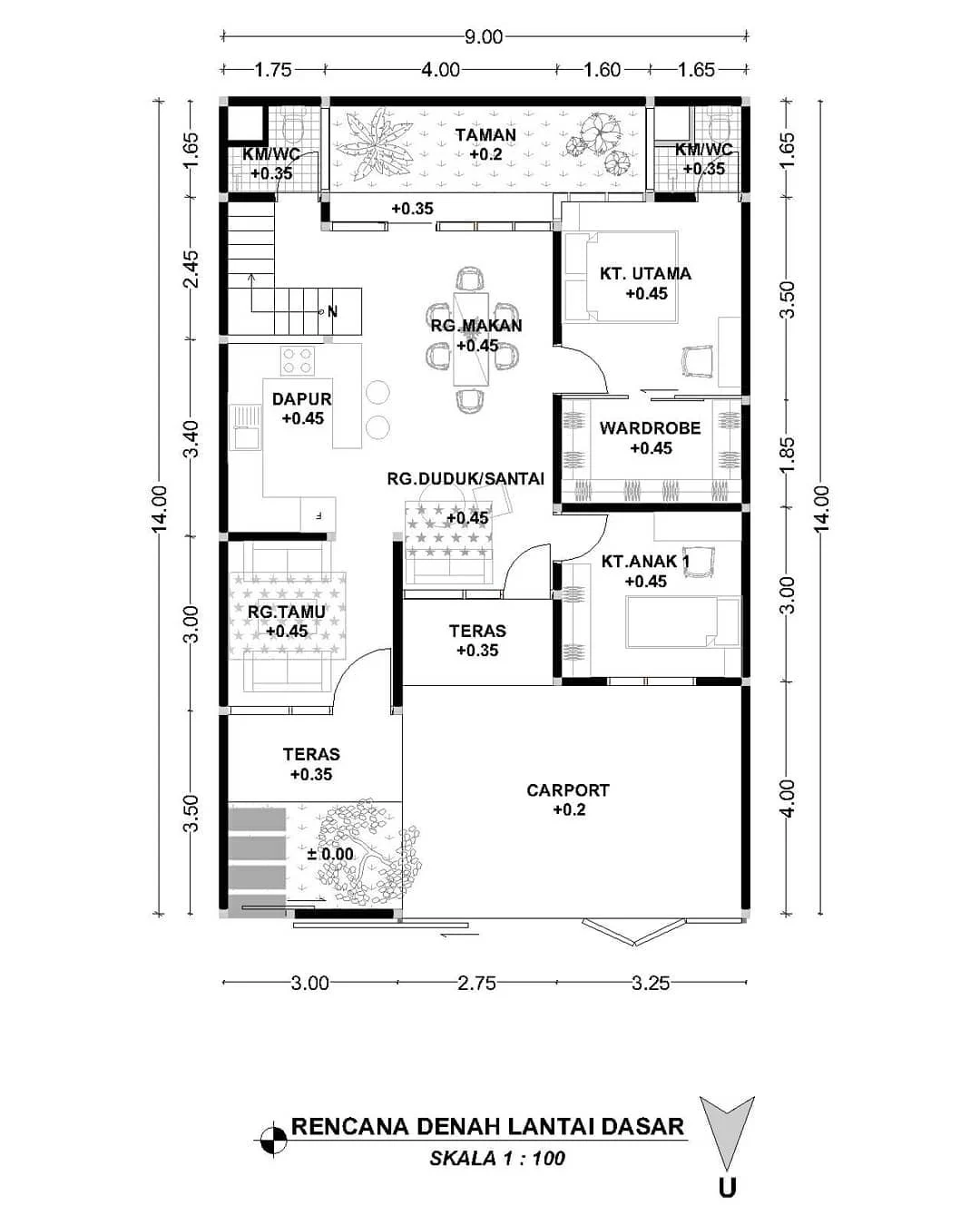 20 Denah Rumah 4 Kamar untuk Keluarga Besar