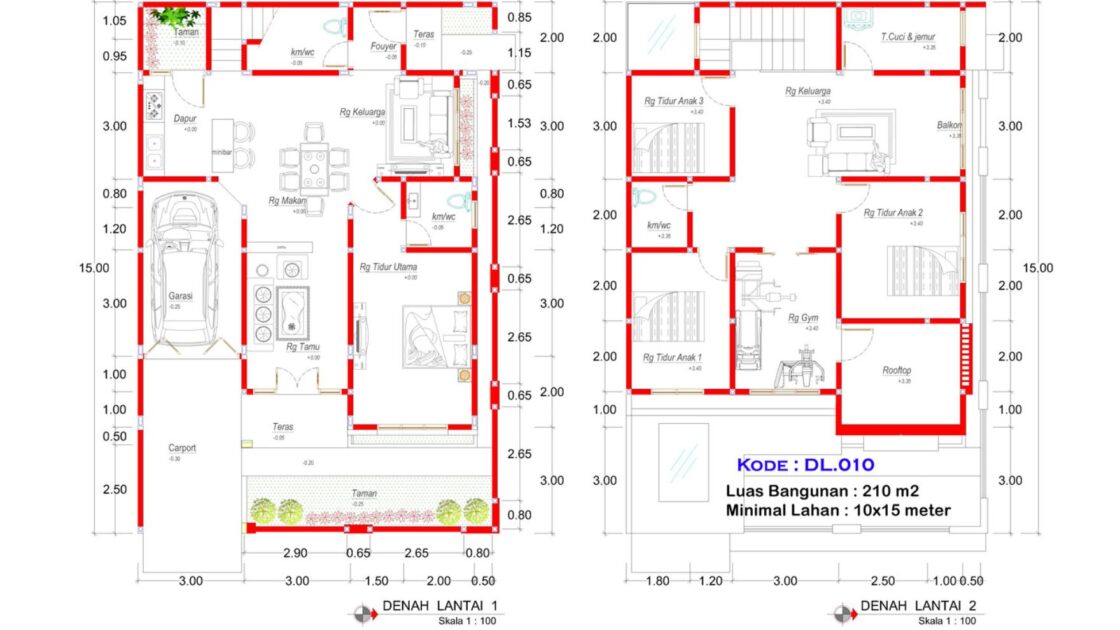 7 Ide Denah Rumah Hook 2 Lantai untuk Keluarga