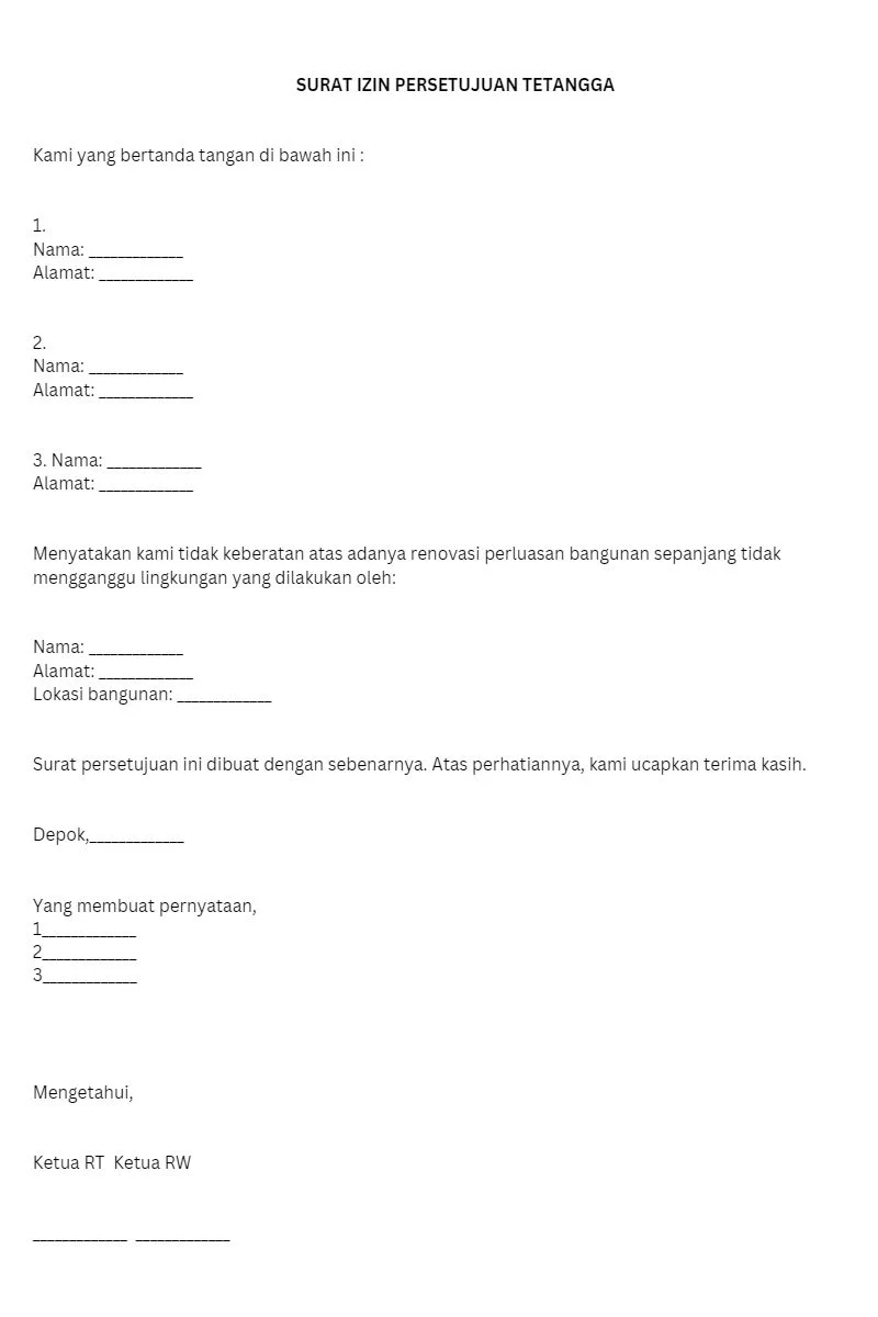 7 Contoh Surat Izin Tetangga Renovasi Rumah