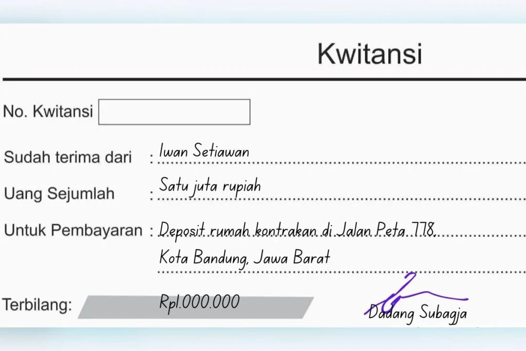 Begini Contoh Kwitansi Sewa Rumah & Cara Menulisnya