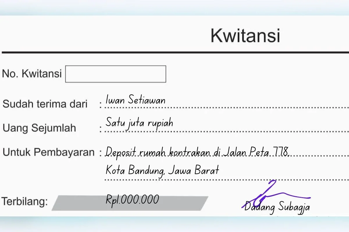 Begini Contoh Kwitansi Sewa Rumah & Cara Menulisnya