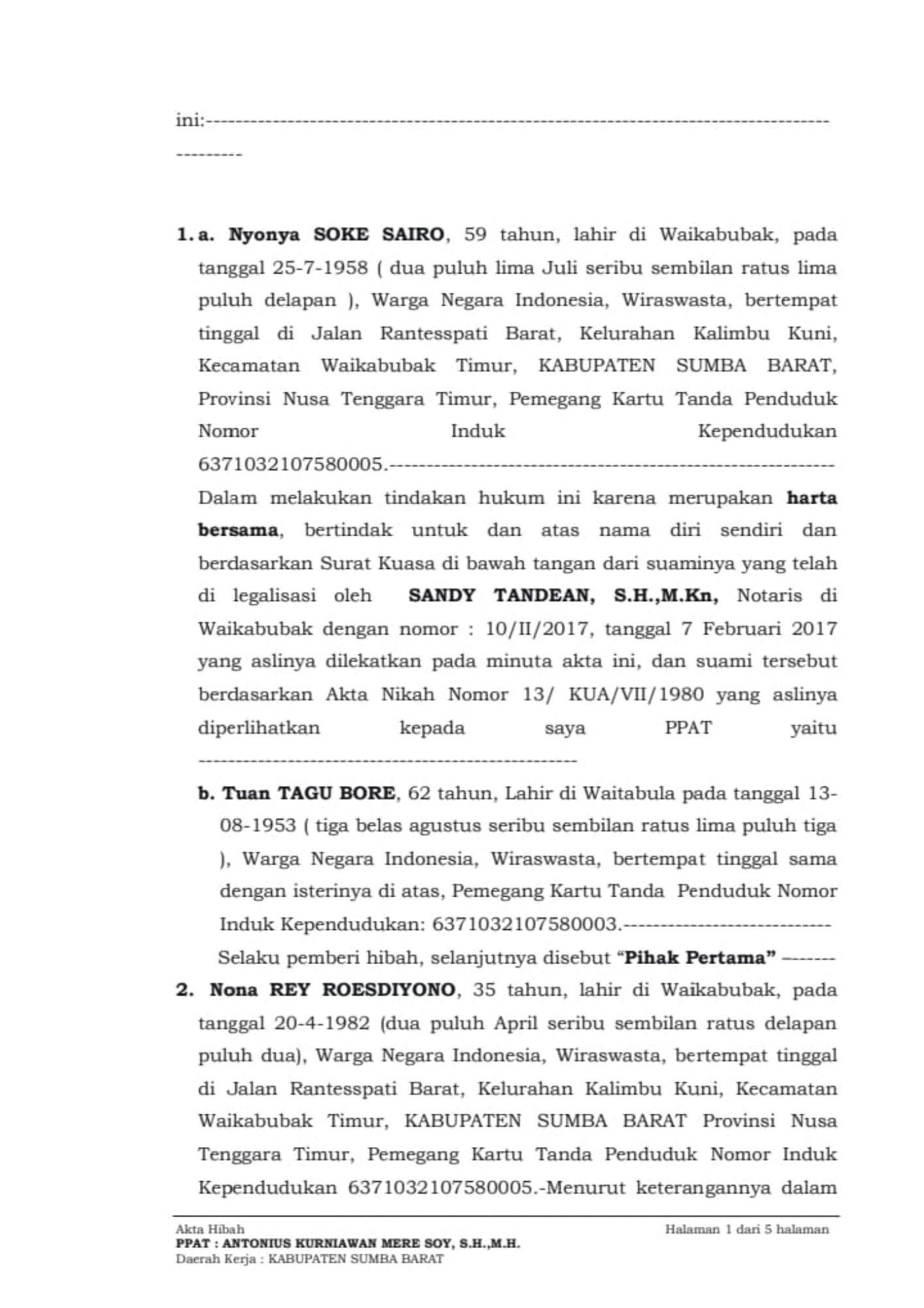 Contoh Akta Hibah PPAT yang Sah di Mata Hukum