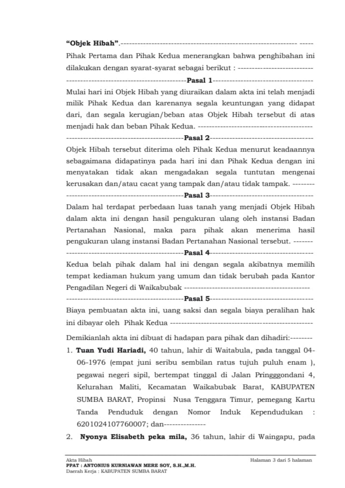 Contoh Akta Hibah PPAT yang Sah di Mata Hukum