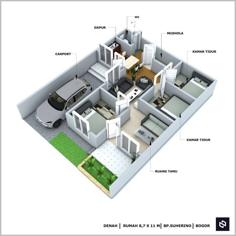 7 Inspirasi Denah Rumah 4 Kamar 1 Mushola, Lebih Nyaman!