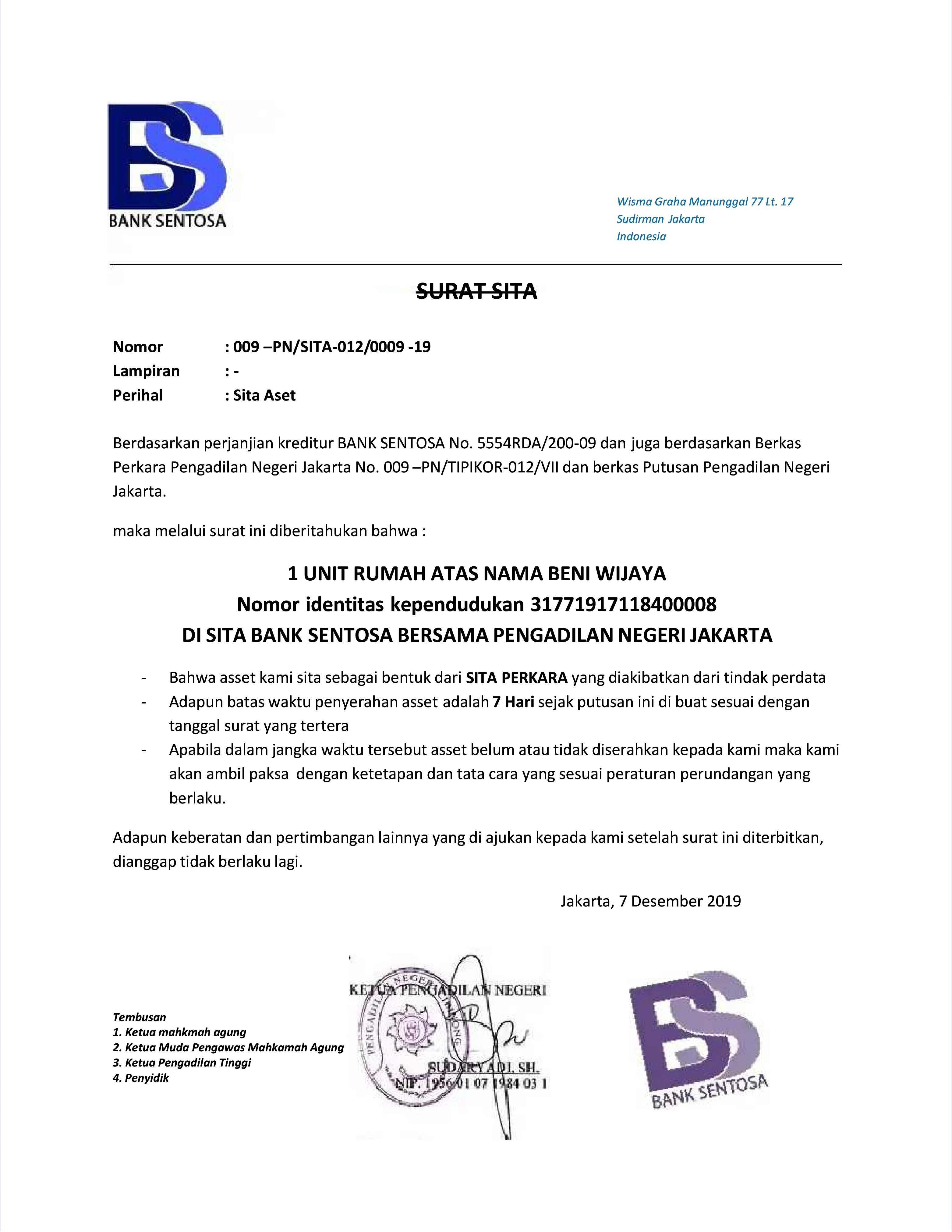 Prosedur dan Contoh Surat Penyitaan Rumah oleh Bank