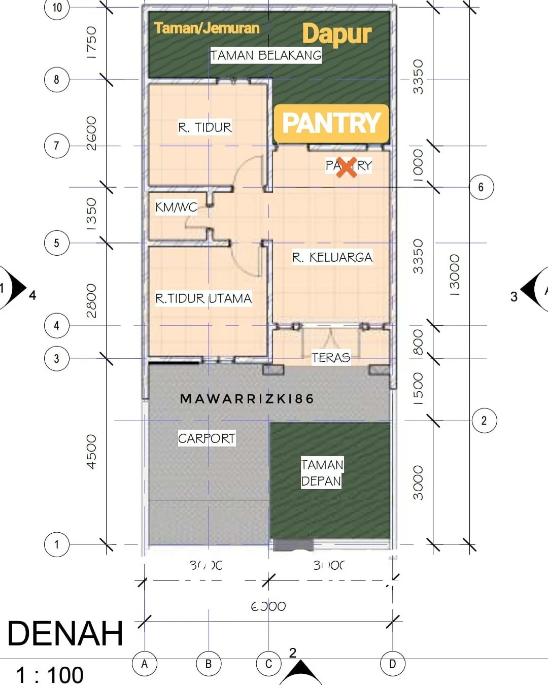 Denah Rumah Minimalis Type 36 2 Lantai