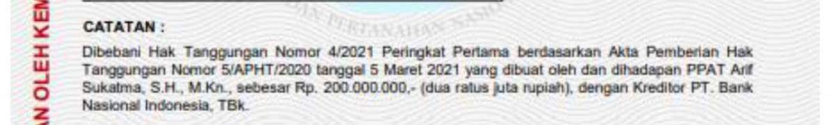 Contoh Sertifikat Tanah Elektronik dan Isinya