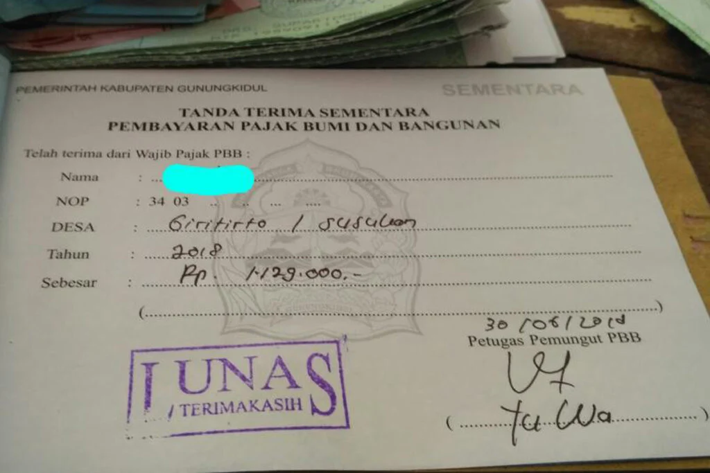 Cara Mendapatkan Bukti Pembayaran PBB dan Contohnya