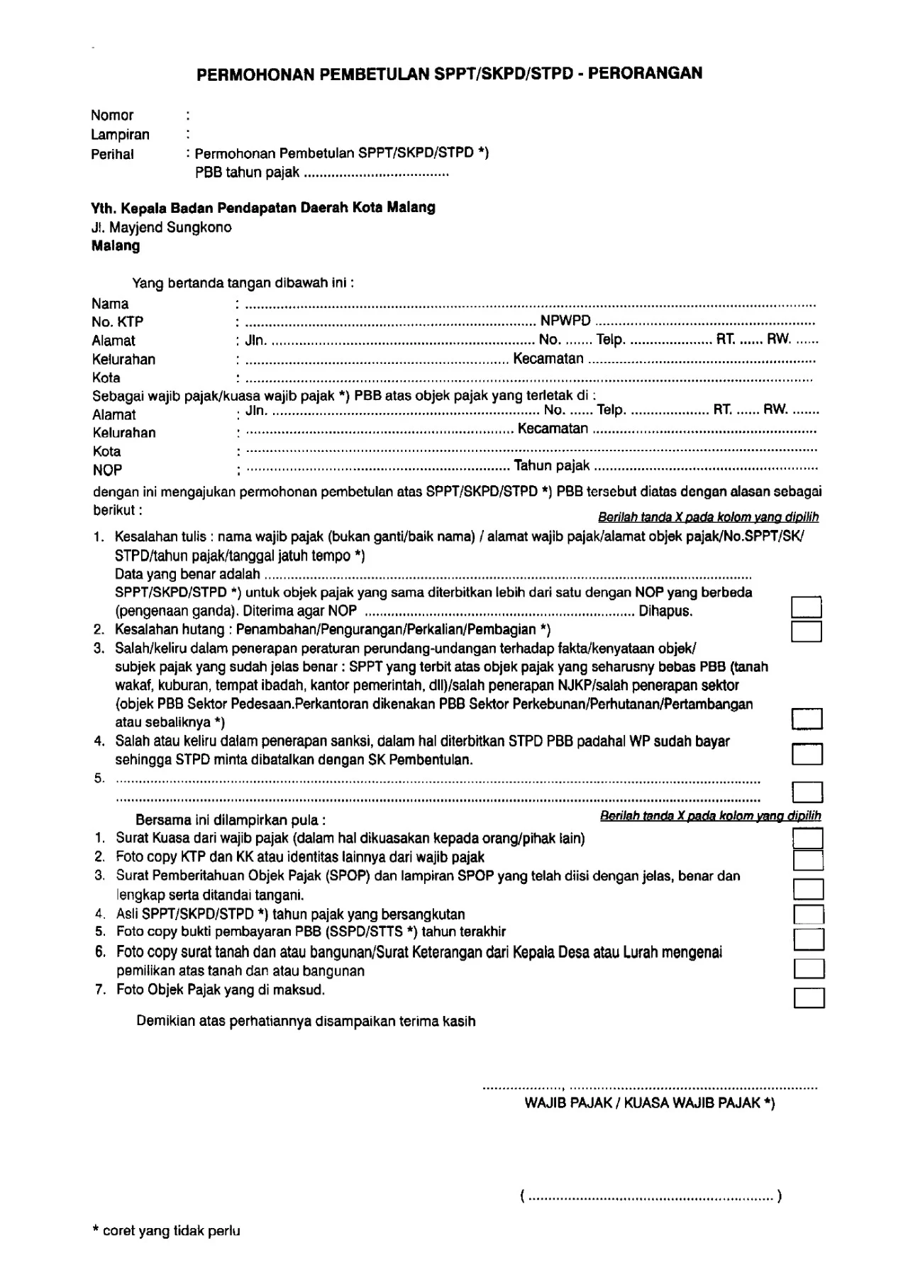 7 Contoh Surat Permohonan Pembetulan PBB Terbaru