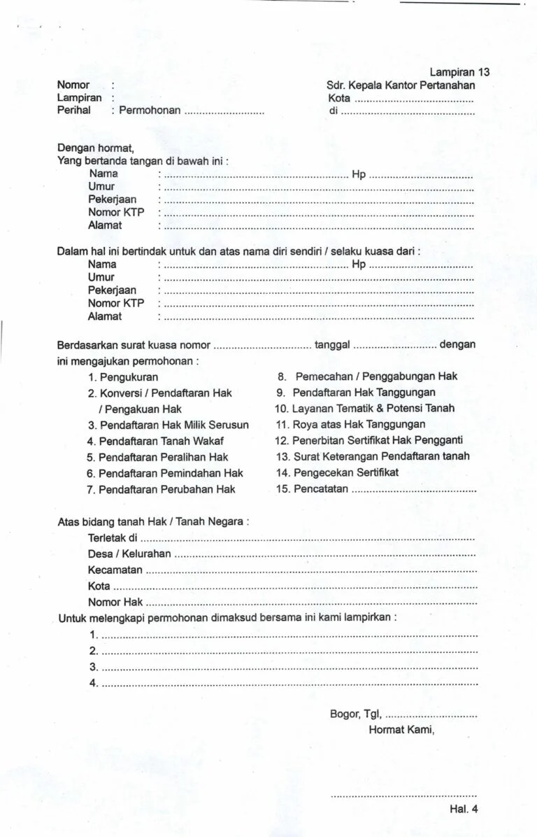 5 Contoh Surat Kuasa Pengurusan Sertifikat ke BPN