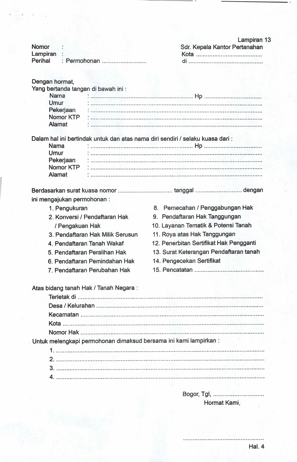 5 Contoh Surat Kuasa Pengurusan Sertifikat ke BPN