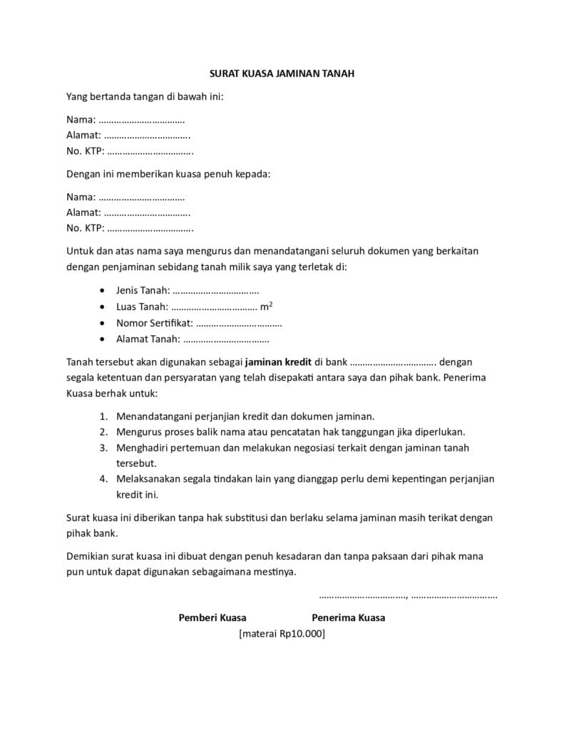 Contoh Surat Kuasa Tanah Lengkap untuk Berbagai Keperluan