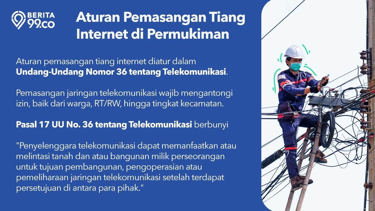 Aturan Pemasangan Tiang Internet di Permukiman, Wajib Berizin!