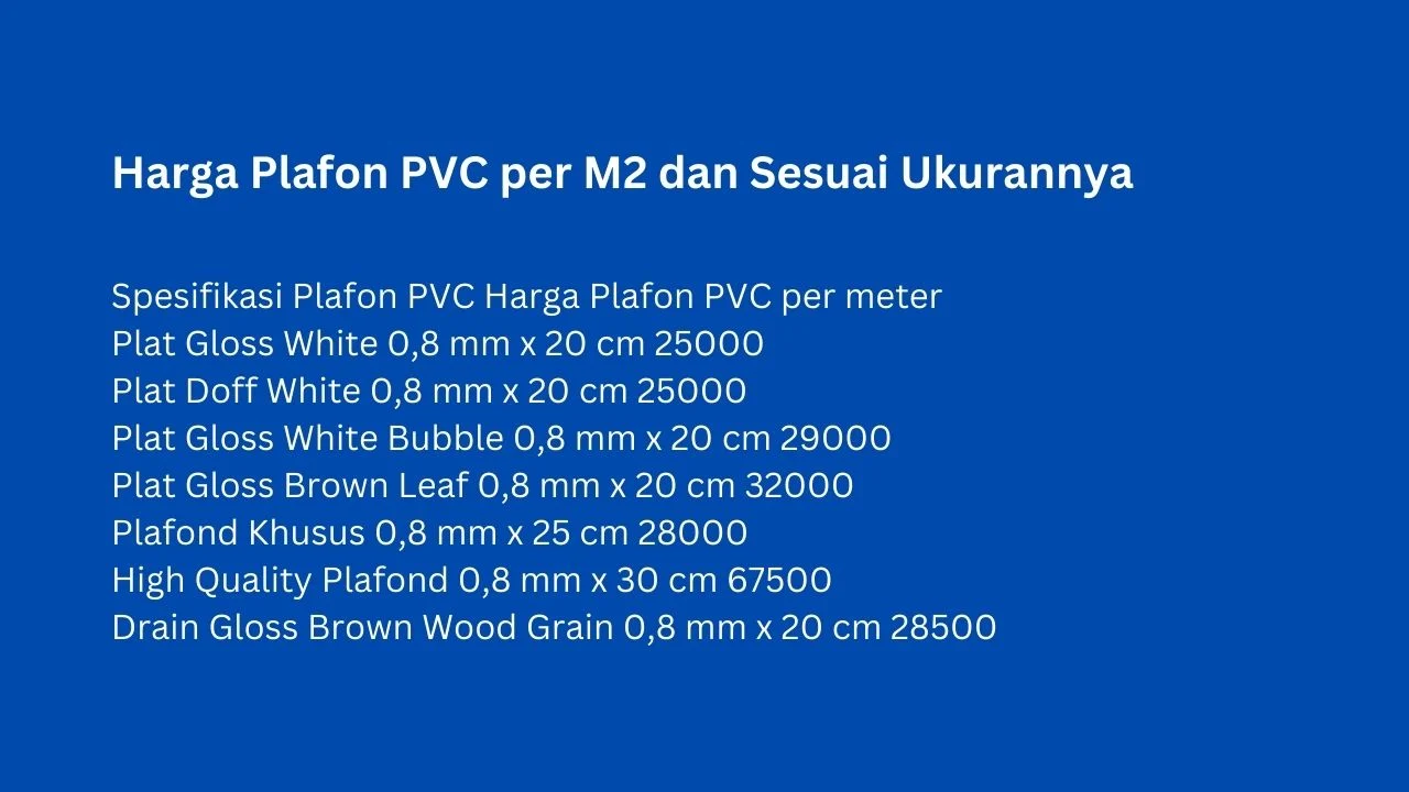 Ketahui Harga Plafon PVC Per Meter, Per Dus & Per Lembar