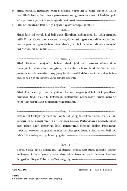 Contoh Akta Jual Beli Tanah PPAT Camat dan Cara Membuatnya