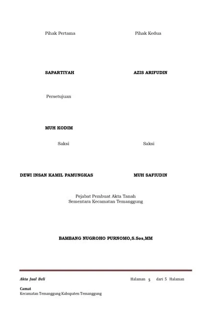 Contoh Akta Jual Beli Tanah PPAT Camat dan Cara Membuatnya