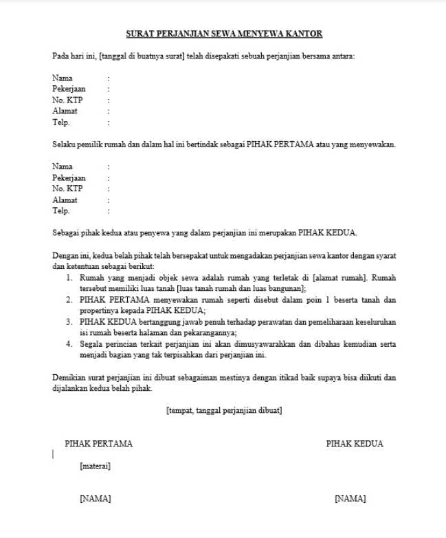 Contoh Perjanjian Sewa Kantor yang Baik dan Benar