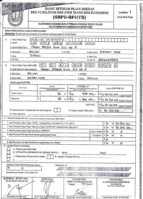 Contoh BPHTB yang Sudah Divalidasi, Lengkap dengan Caranya
