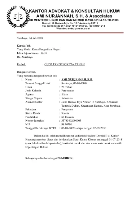 Contoh Surat Gugatan Sengketa Tanah yang Benar. Lengkap!