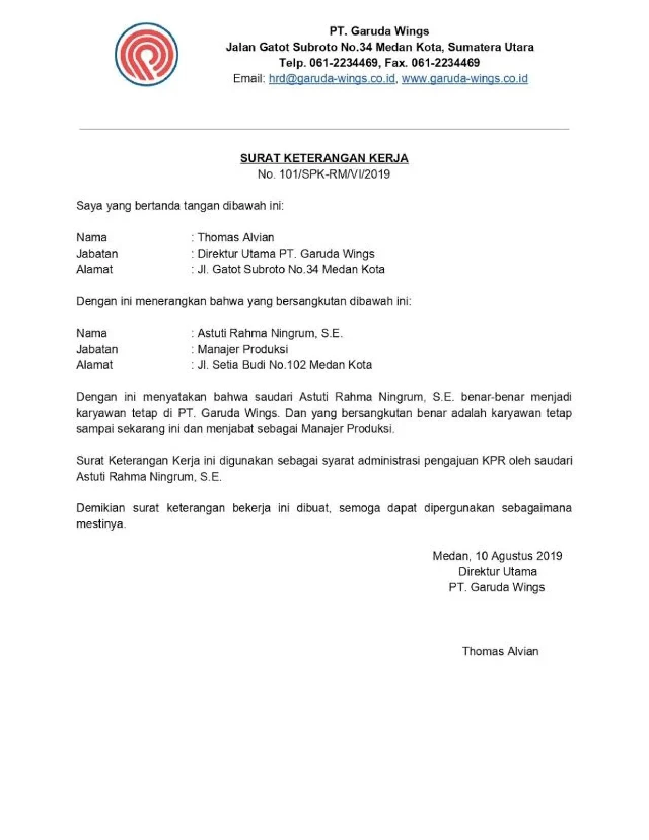 Contoh Surat Rekomendasi Atasan untuk Pengajuan KPR Terbaru
