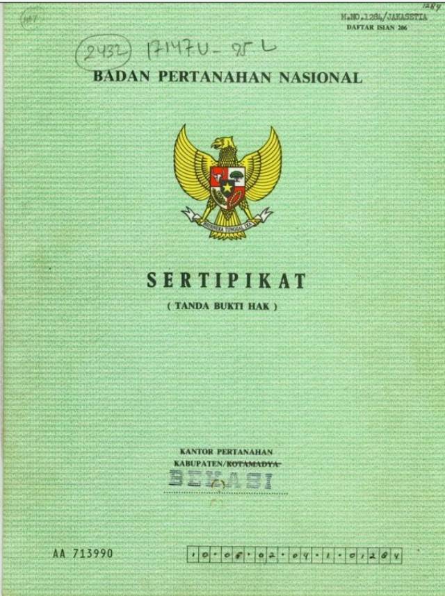 Contoh SHM Tanah dan Rumah yang Digunakan dalam Jual Beli Properti