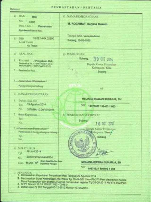 Contoh SHM Tanah dan Rumah yang Digunakan dalam Jual Beli Properti