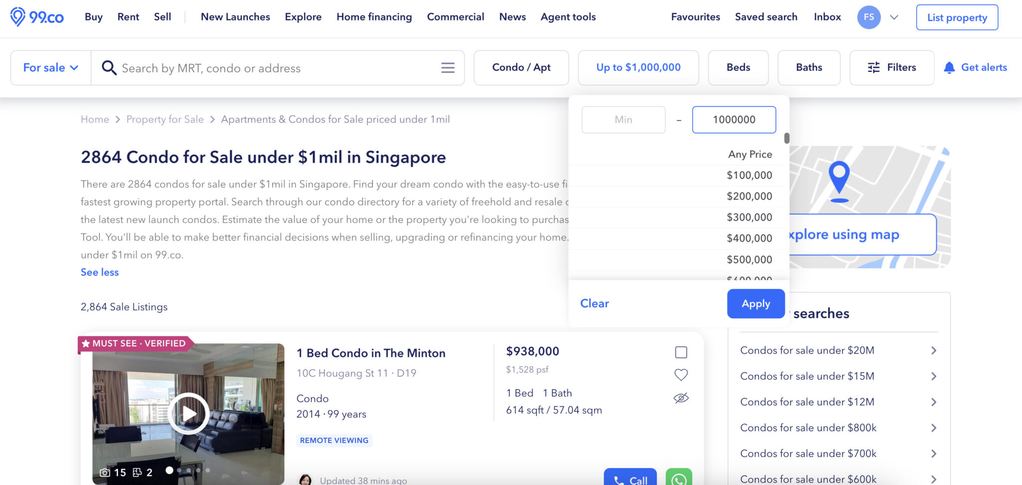 Which types of condos were bought below S$1 million since the start of ...